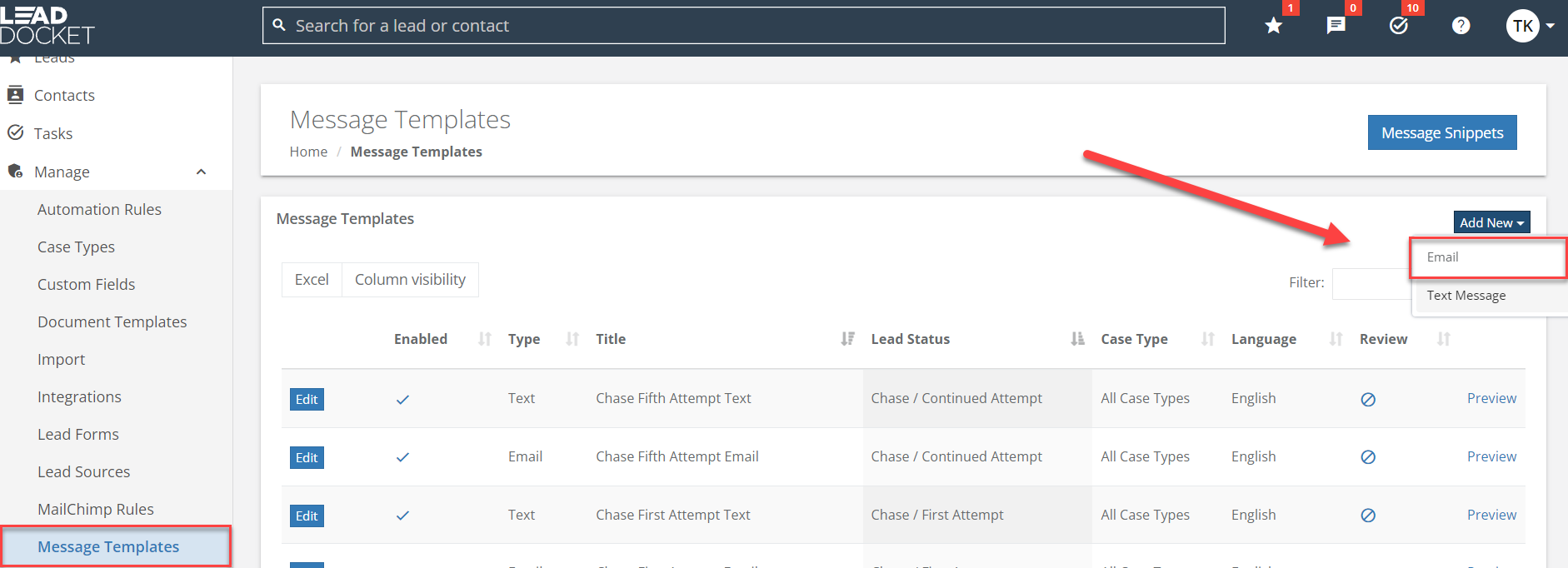 Adding the Calendly Scheduling Link to Message Templates – Docket Launch