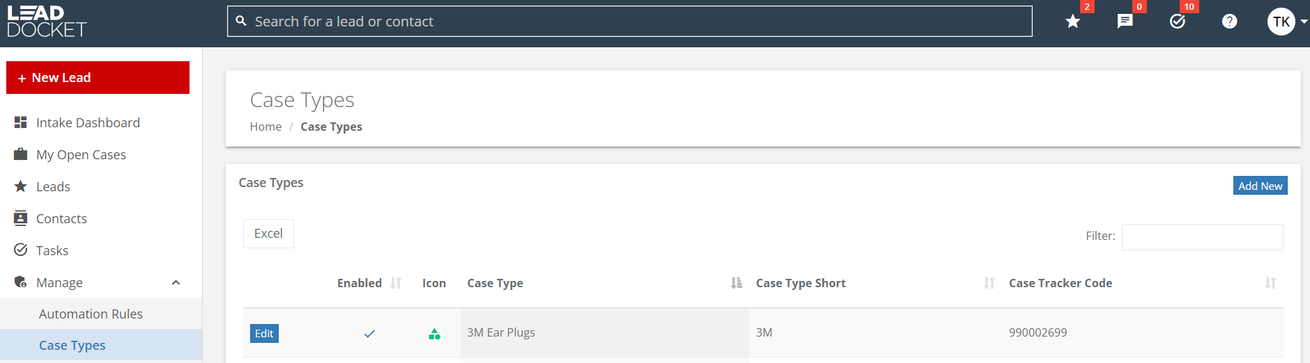 Case Types – Docket Launch