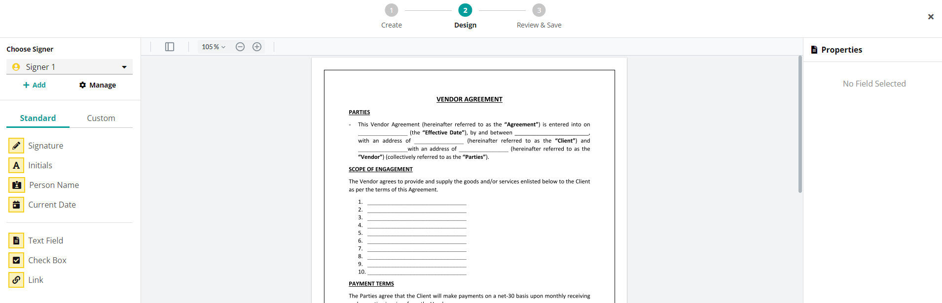 Creating Vinesign Templates for Lead Docket – Docket Launch