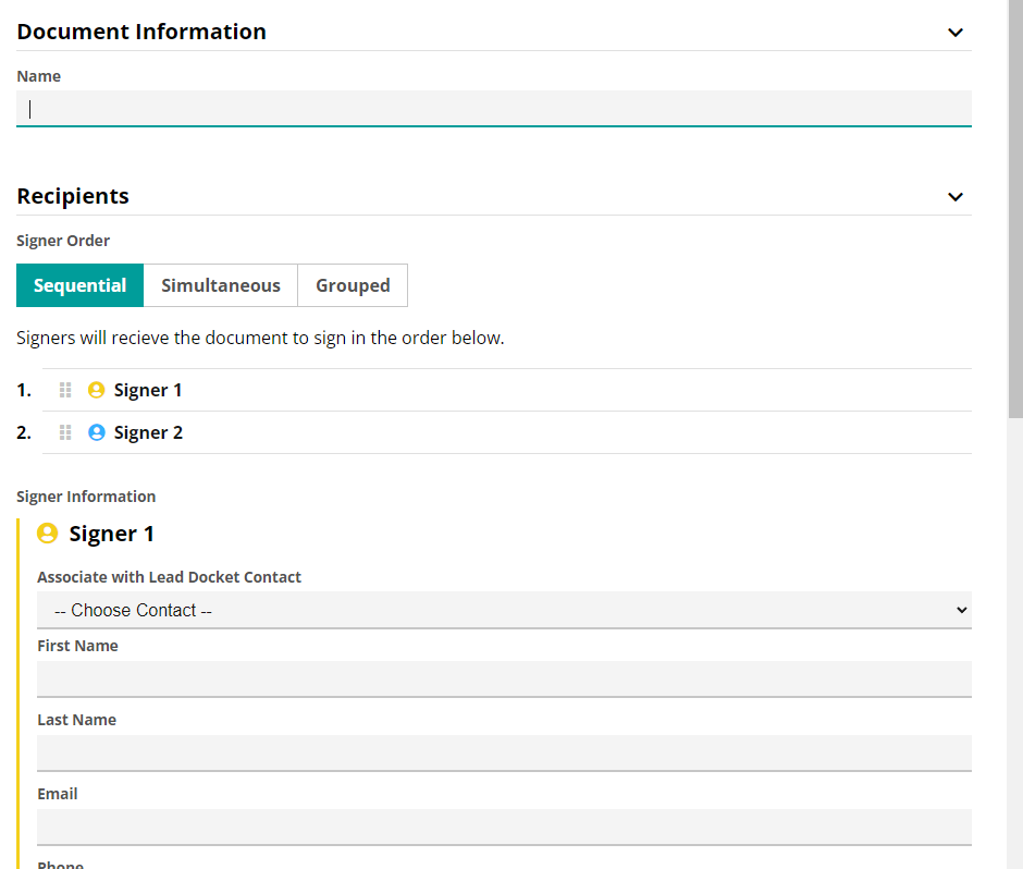Creating Vinesign Templates for Lead Docket – Docket Launch