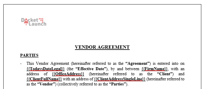 Creating Vinesign Templates for Lead Docket – Docket Launch