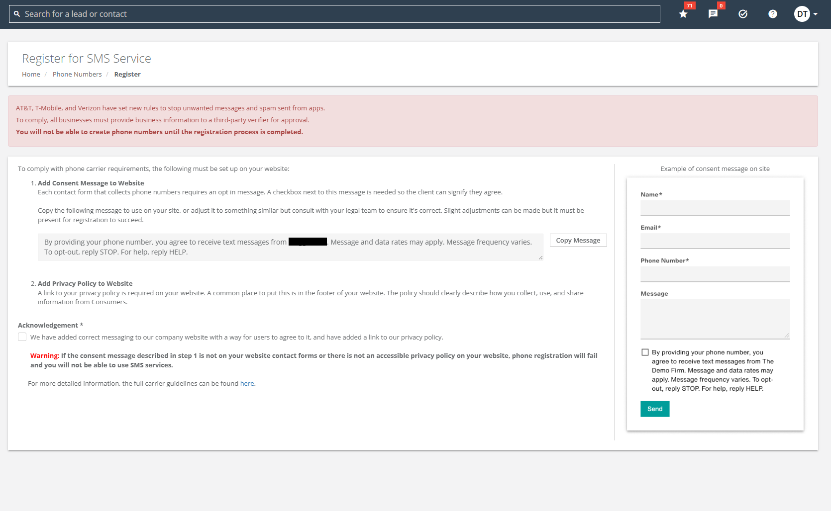 Texting Registration and TCPA Compliance – Docket Launch